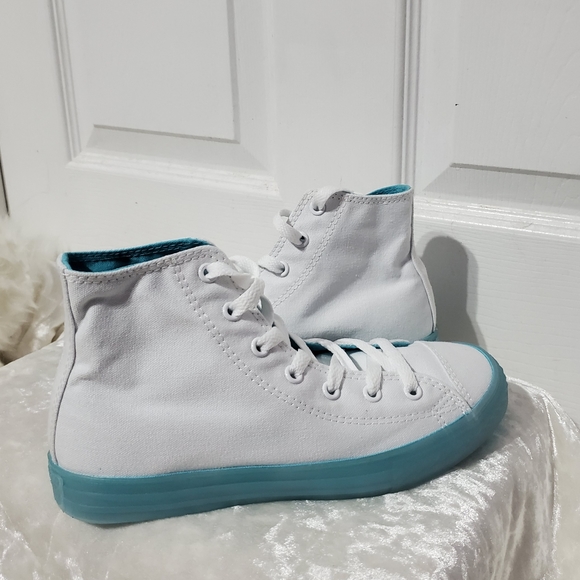 Converse | Shoes | Converse White Sky Blue High Tops | Poshmark